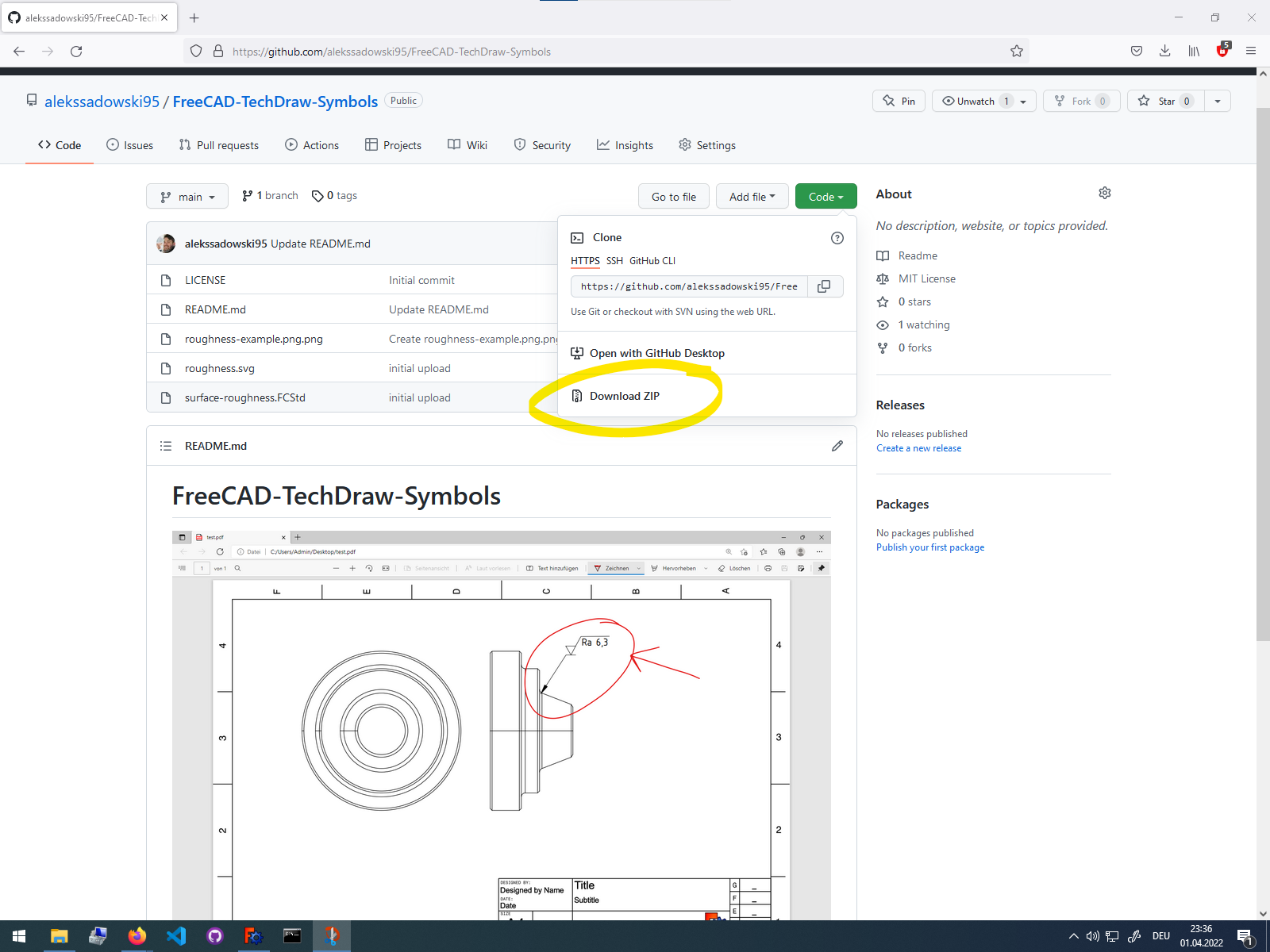 Adding edge annotation symbols in FreeCAD TechDraw – Aleksander Sadowski