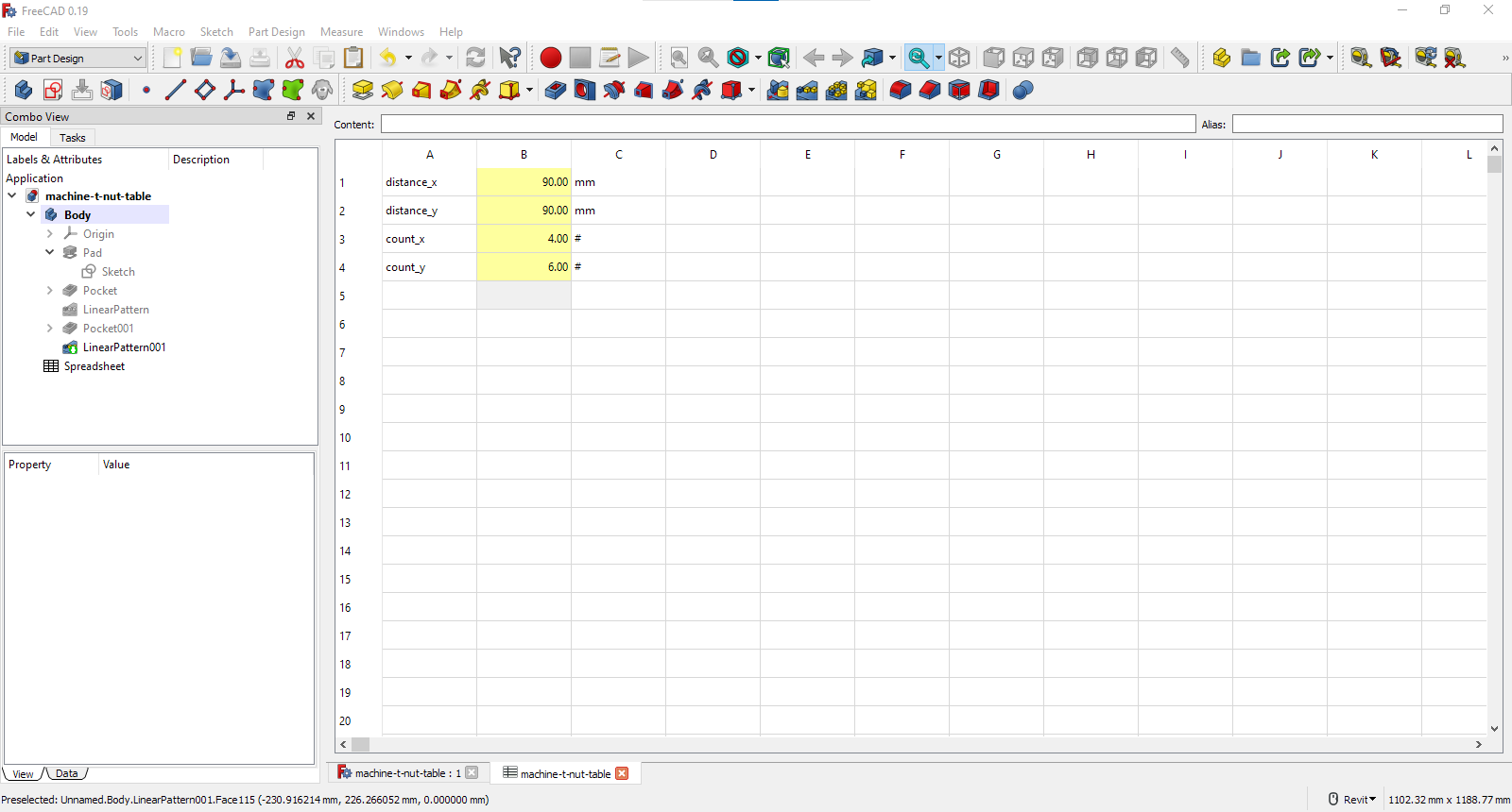 Creating a spradsheet driven t-slotted machine table in FreeCAD ...